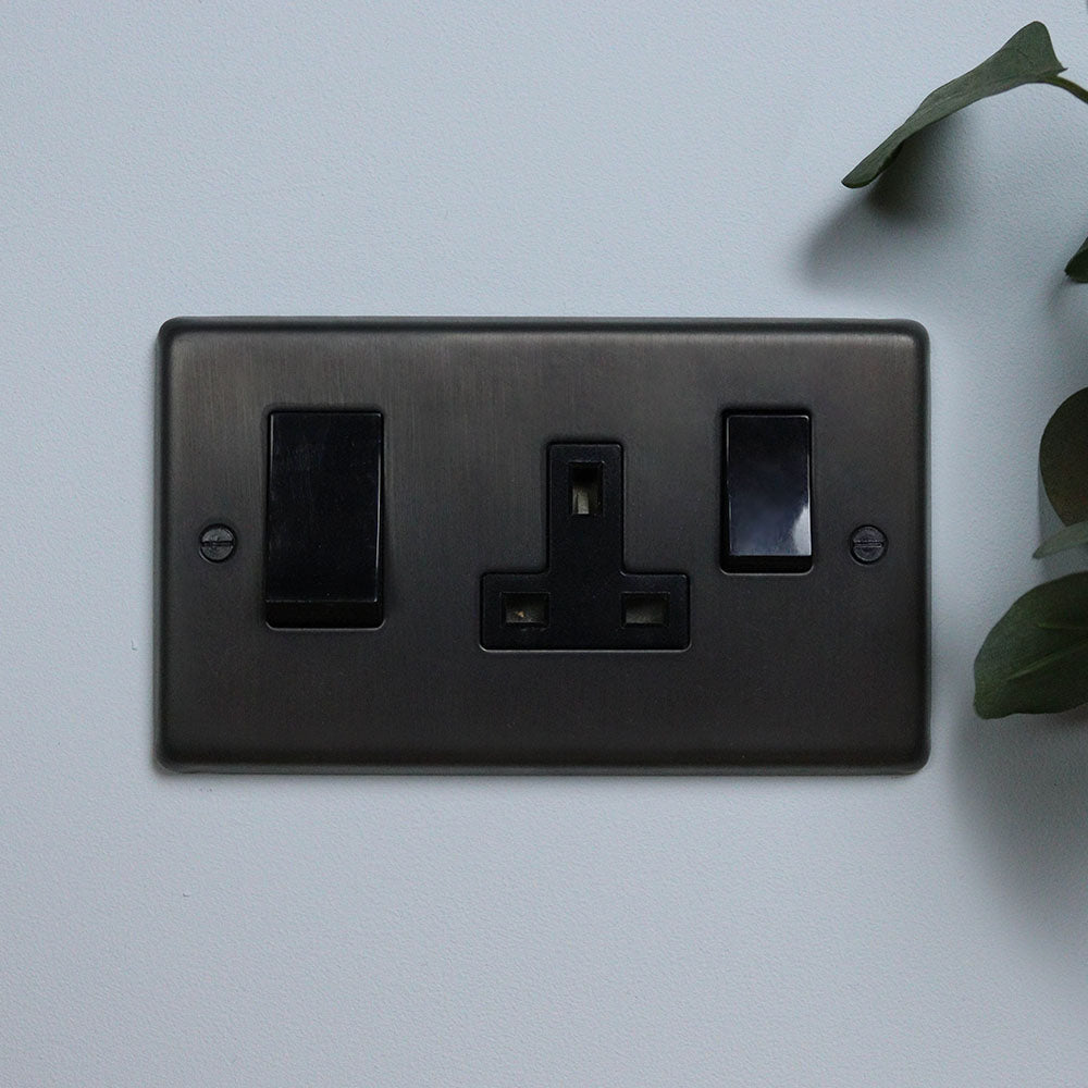Dark Bronze 45amp Cooker Switch With Socket – The Workshop Below